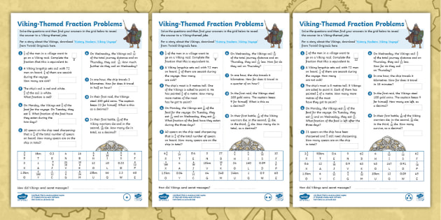 👉 Year 4 Viking-Themed Maths Fraction Problems